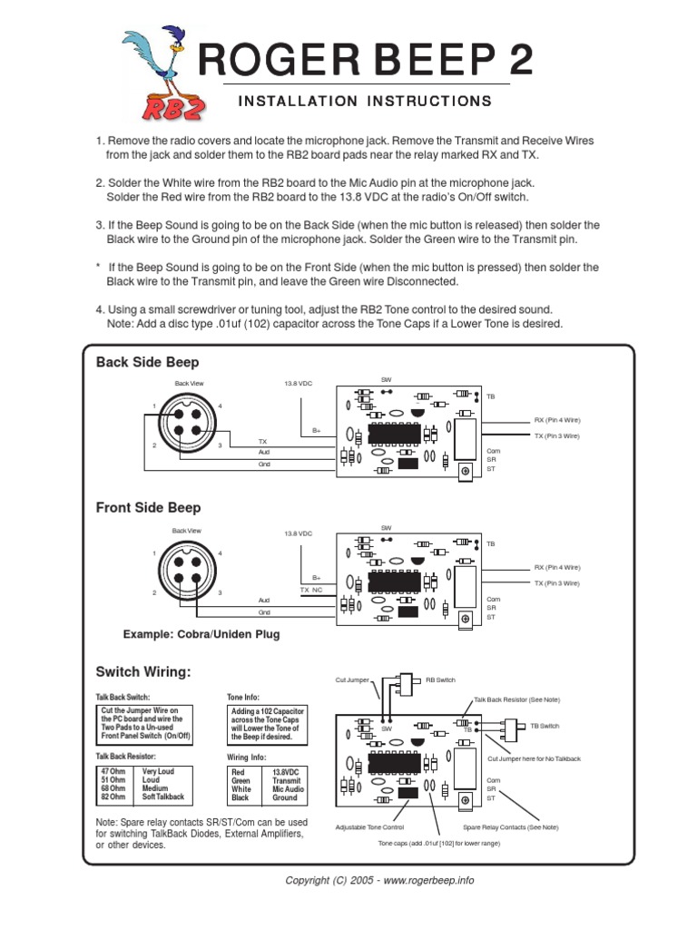 Roger Beep 2 Install Instructions | PDF | Relay | Microphone