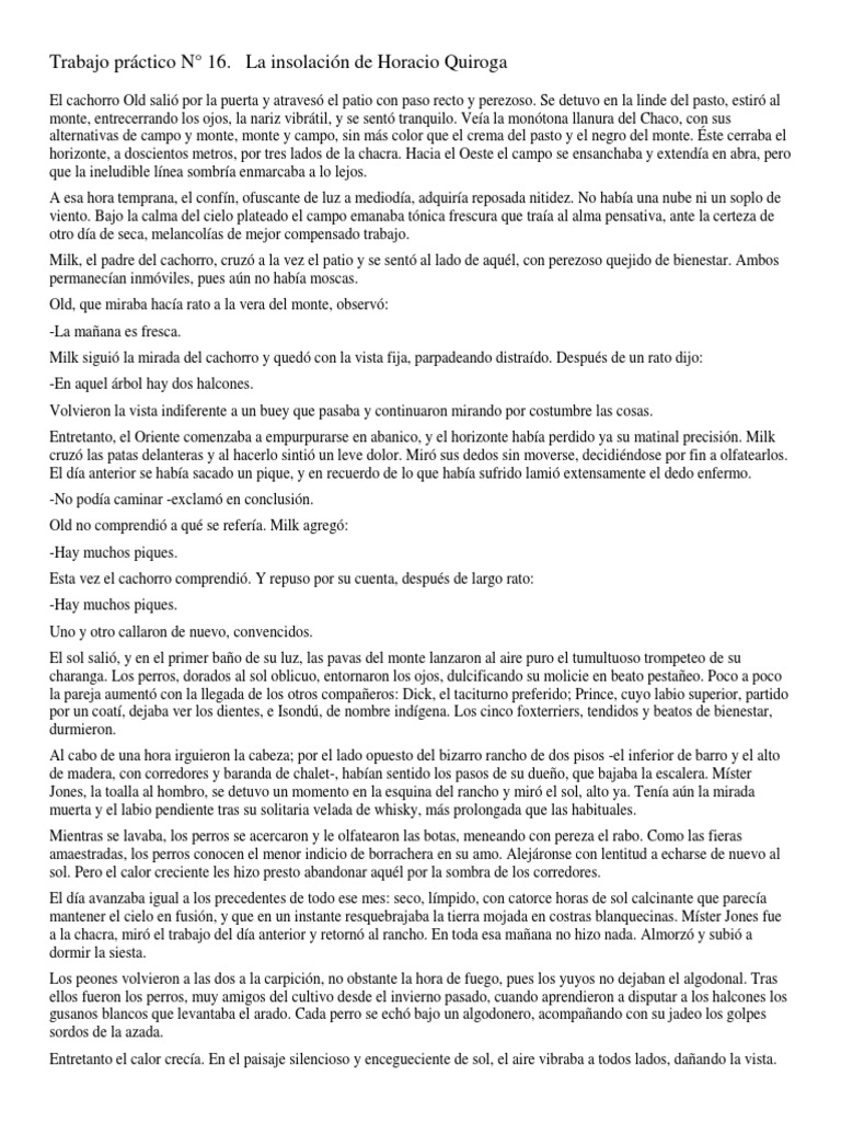 La Insolación, Horacio Quiroga | PDF | Fantasía
