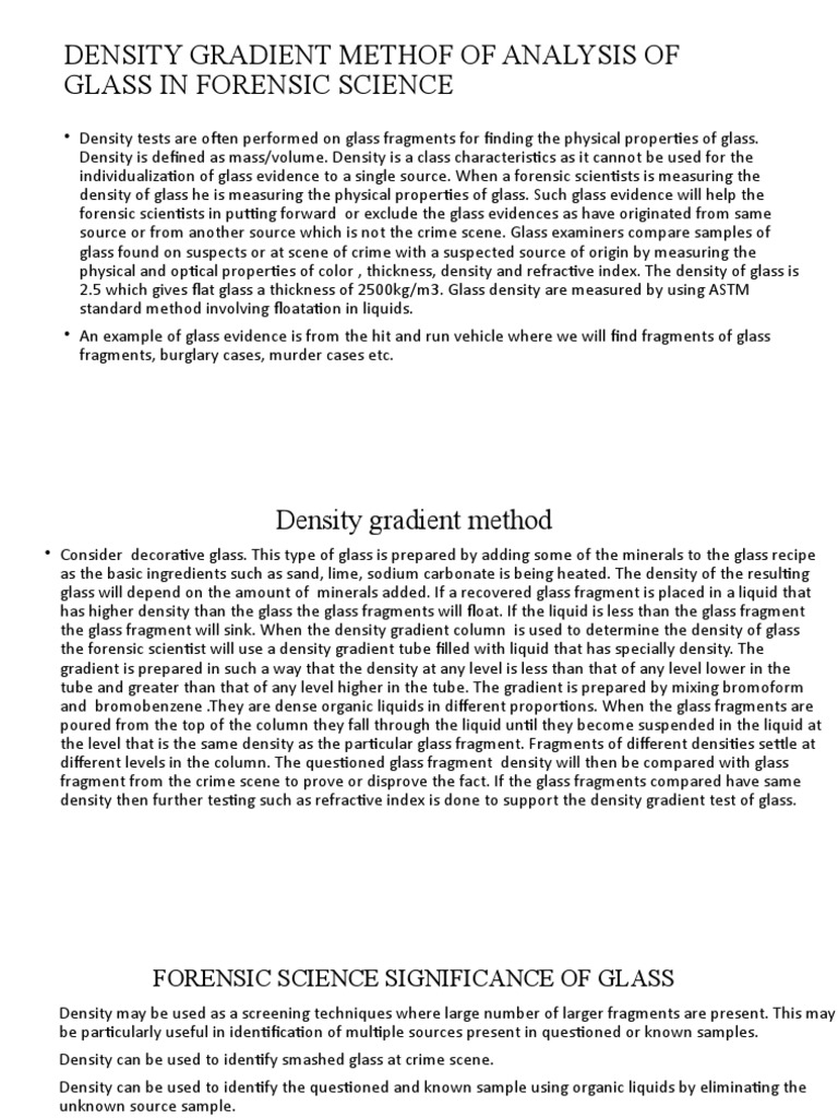 Density Gradient Methof of Analysis of Glass in | PDF | Glasses | Density