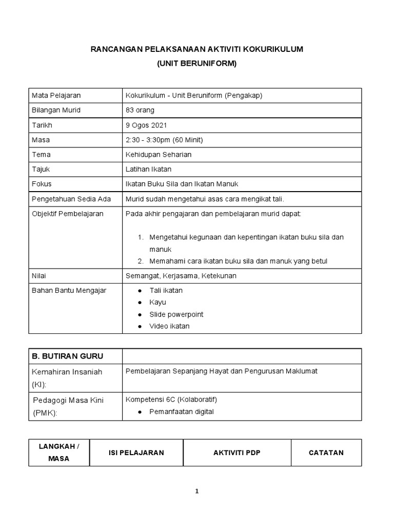 RPH Kokurikulum | PDF