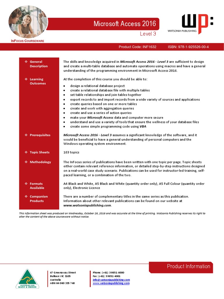 Course Outline For INF1632 | PDF | Microsoft Access | Databases