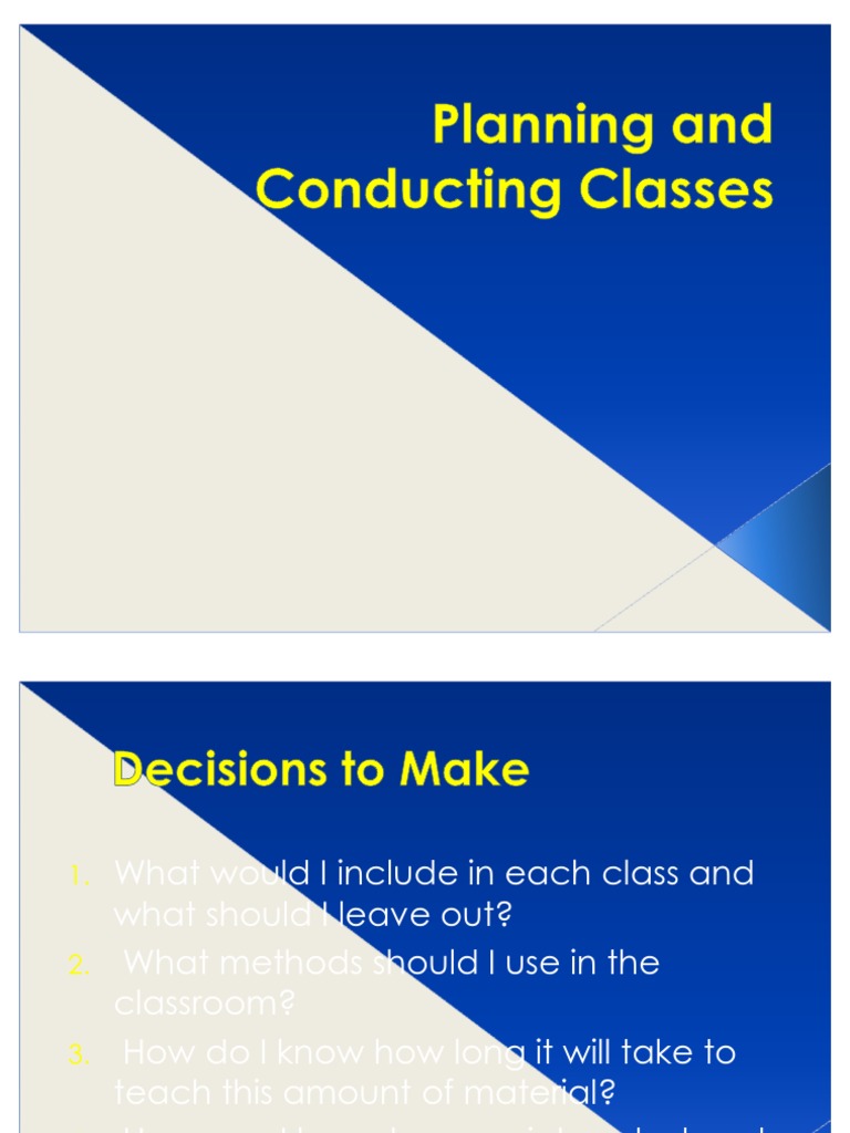 Planning and Conducting Classes | PDF | Teaching Method | Applied ...