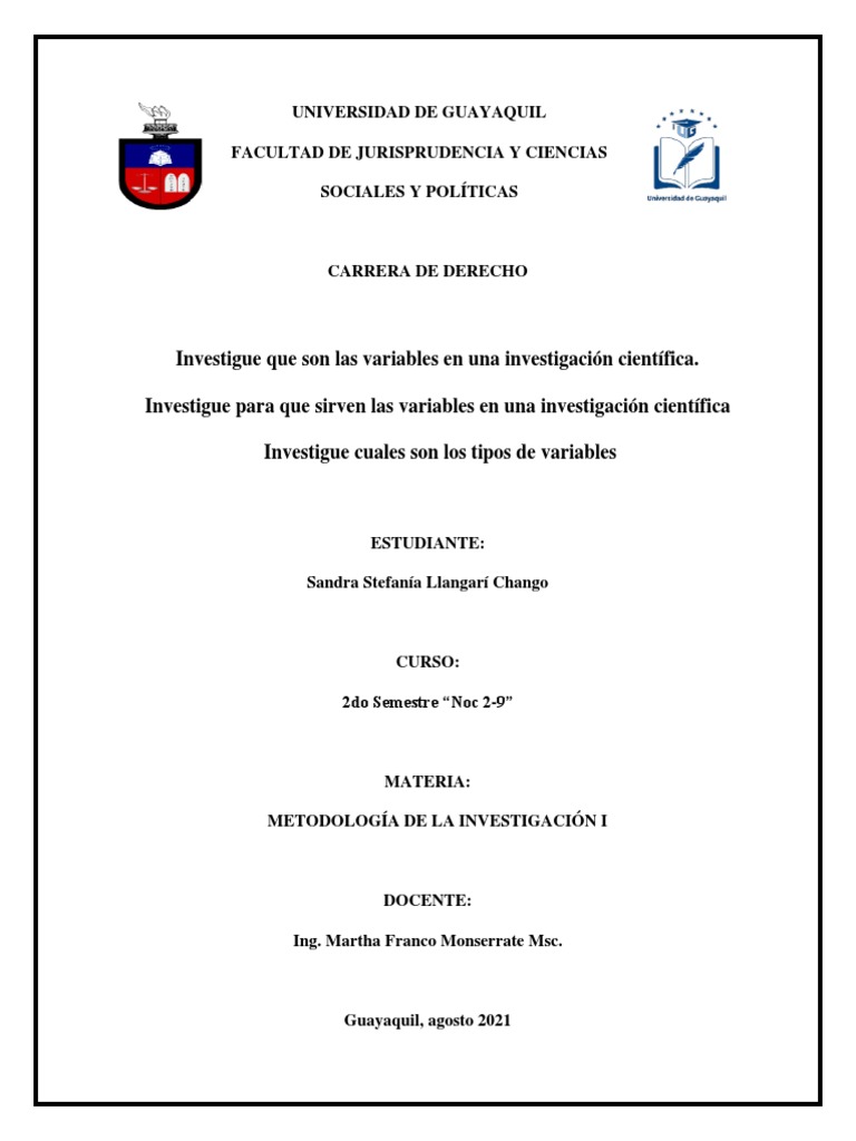 Investigue Que Son Las Variables en Una Investigación Científica. | PDF ...
