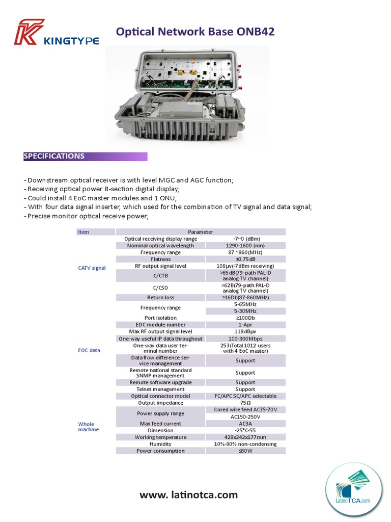 ONB42 Optical Network Base Specifications: An Overview of Key Technical ...