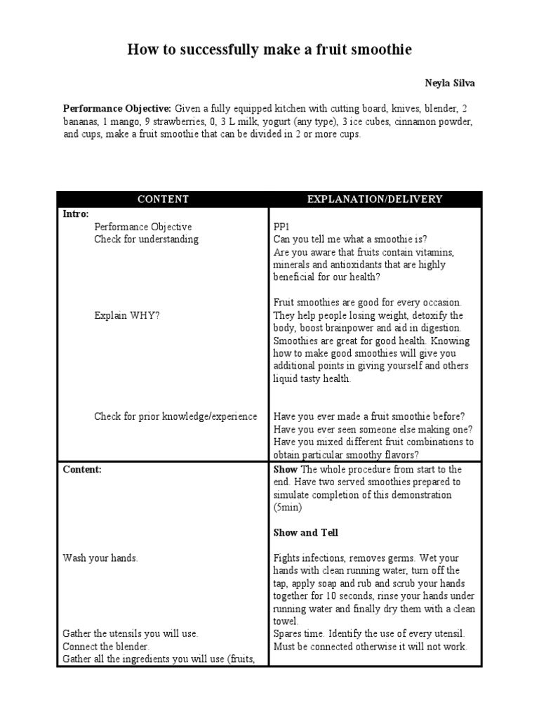How to Make a Fruit Smoothie | PDF | Smoothie | Yogurt