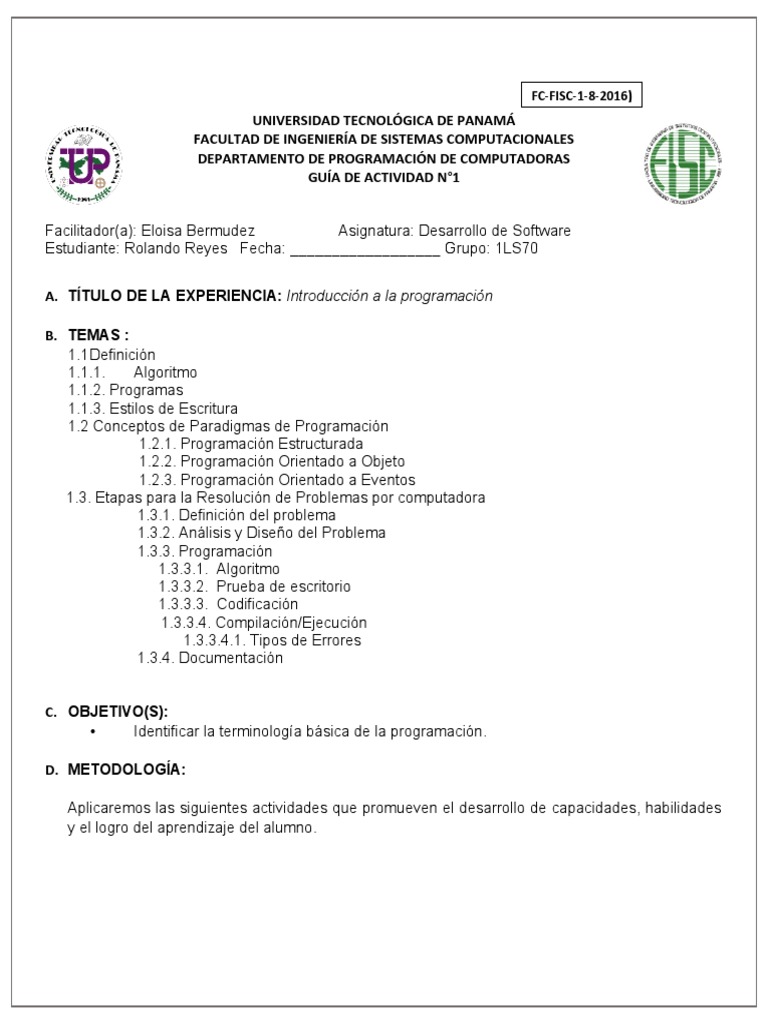 Actividad 1 | PDF | Programación | Programa de computadora