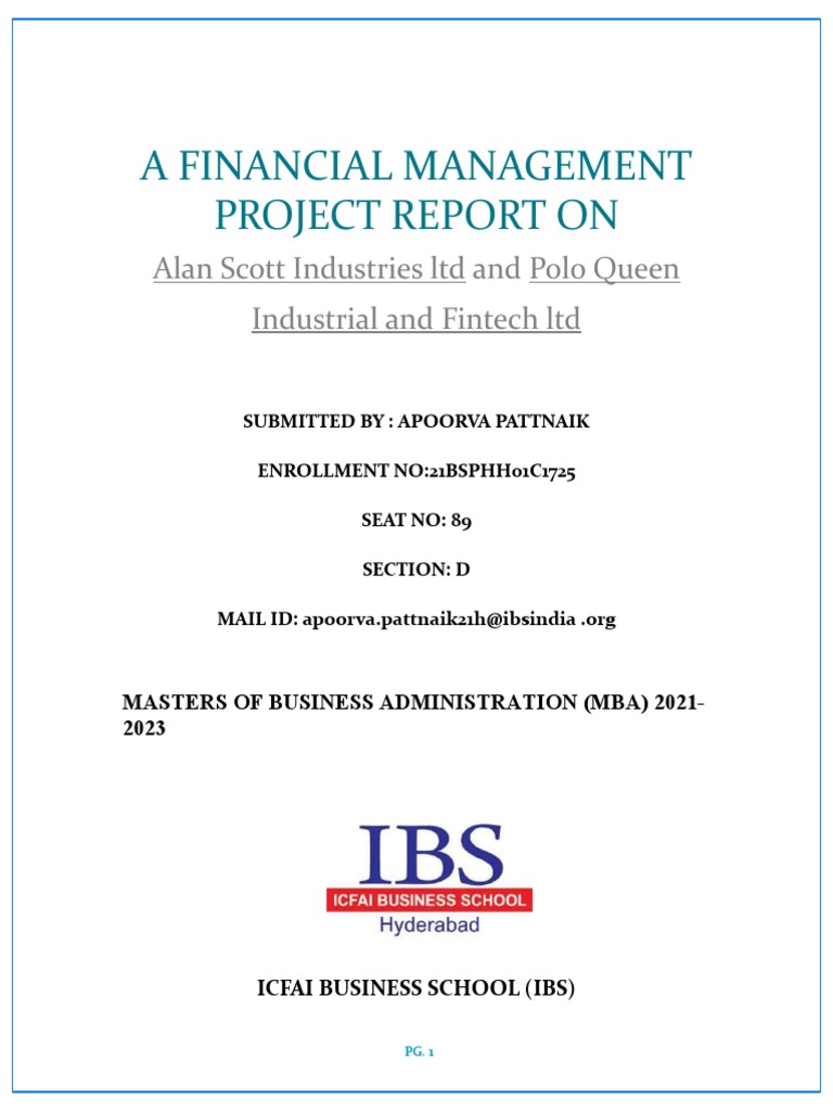 Financial Management Project Report | PDF | Diversification (Finance ...