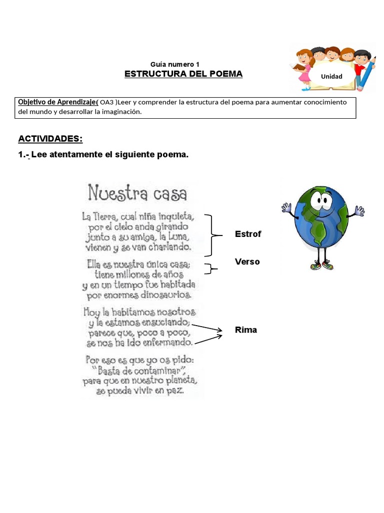 Lenguaje 3ºA Guía Estructura Del Poema | PDF | Poesía