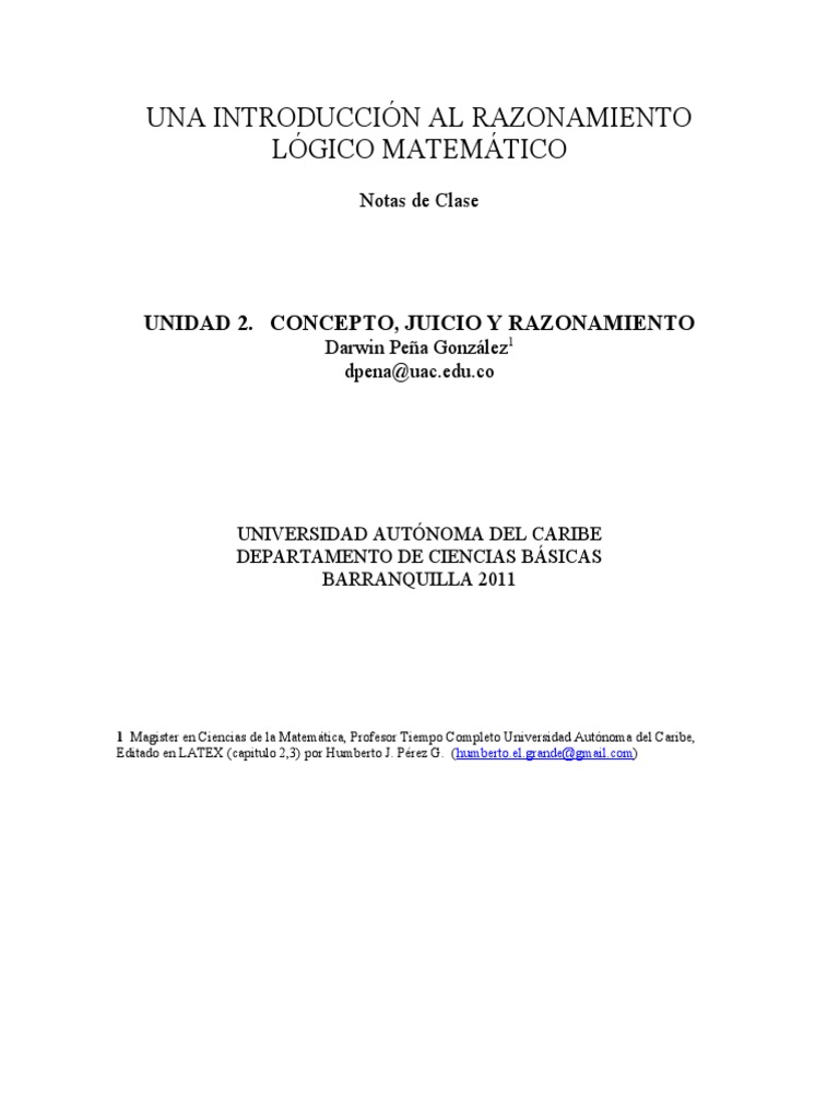 Texto. Concepto, Juicio y Razonamiento | PDF | Razonamiento deductivo ...