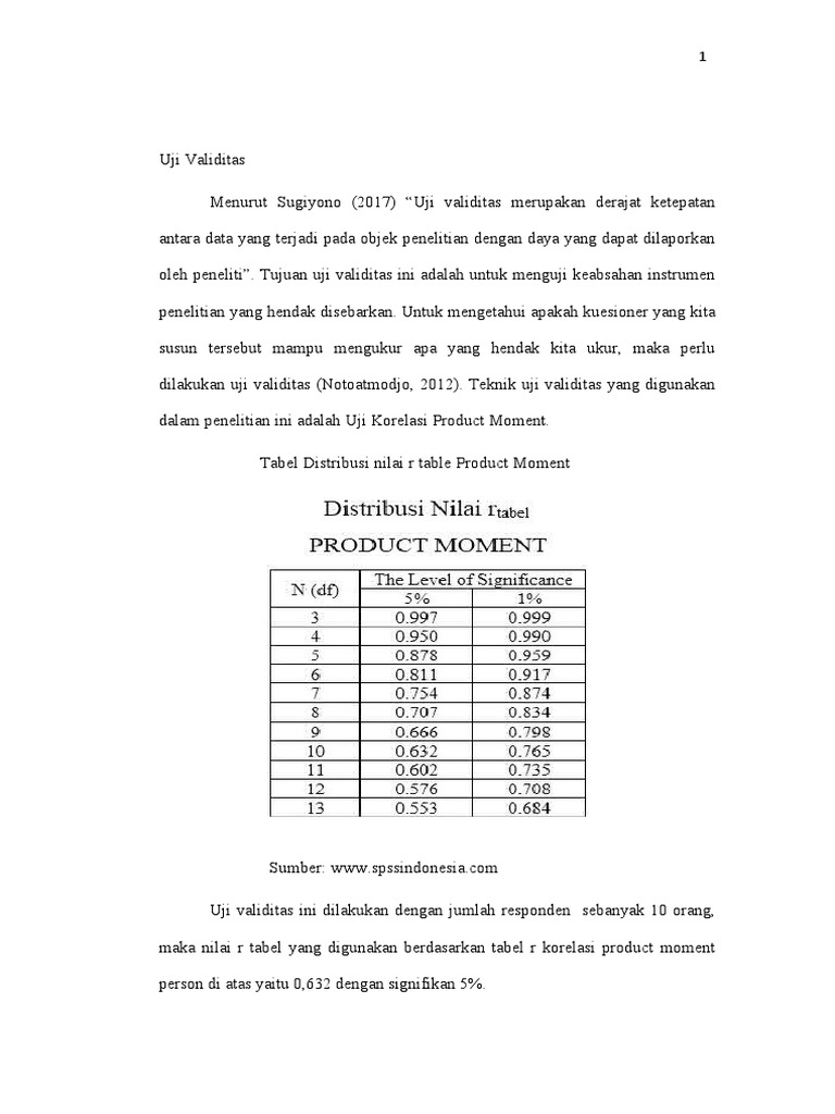 Uji Validitas Dan Reabilitas | PDF