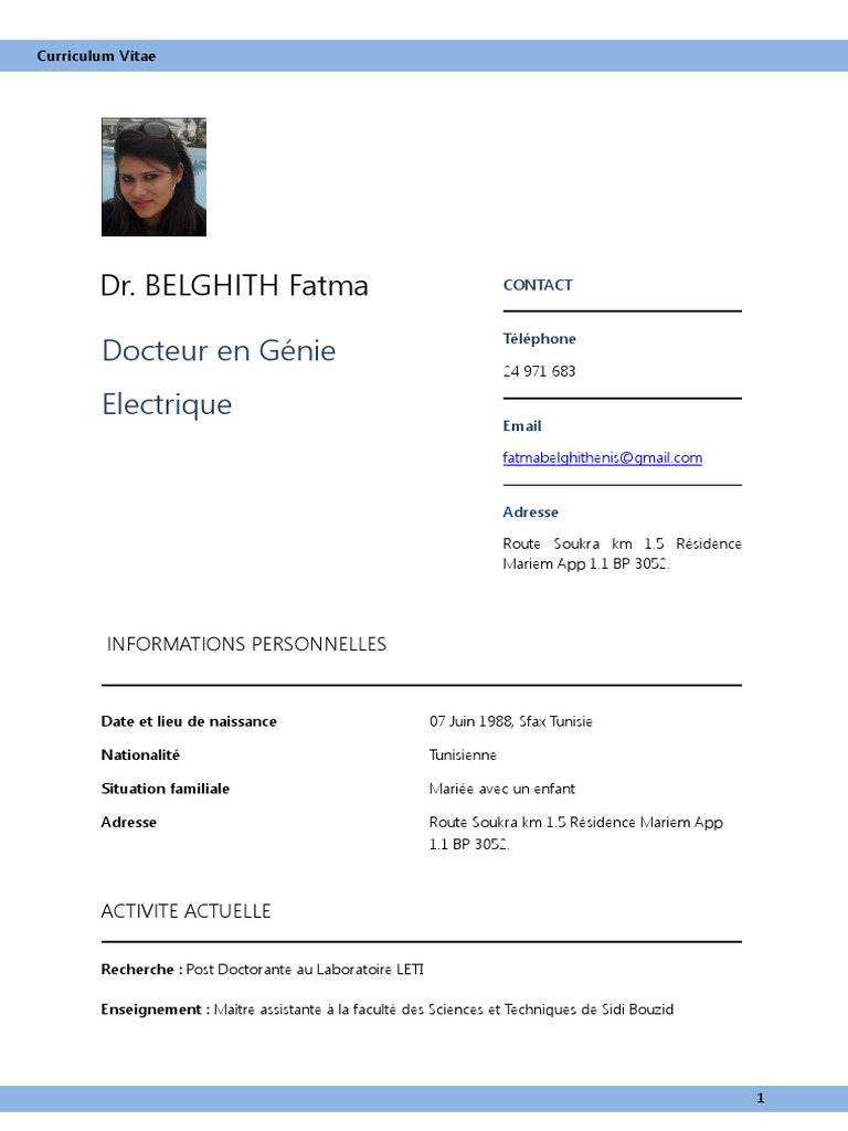 CV de Dr. Fatma Belghith | PDF | Informatique | Informatique