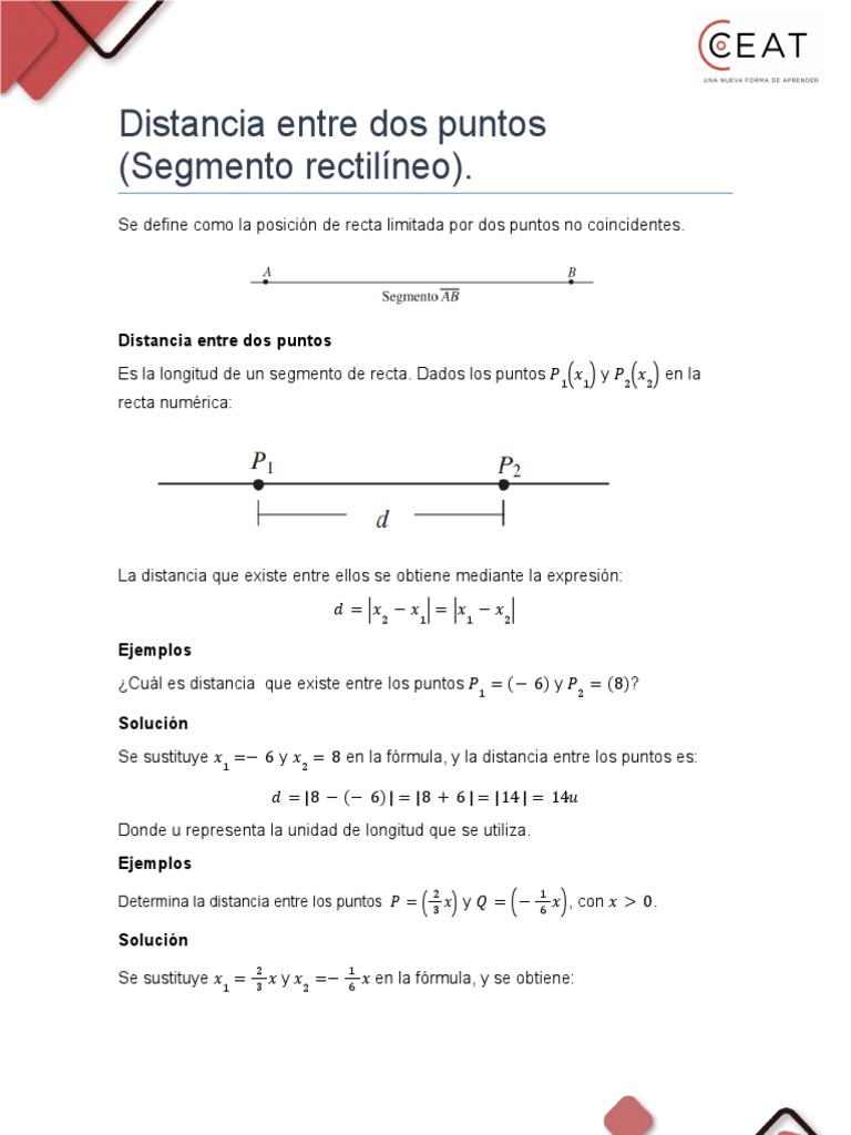 Distancia Entre Dos Putos (Segmento Rectilíneo) . | PDF | Matemáticas ...