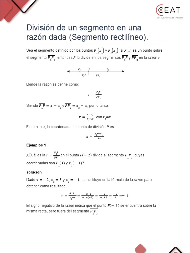 División de Un Segmento en Una Razón Dada (Segmento Rectilíneo) . | PDF ...