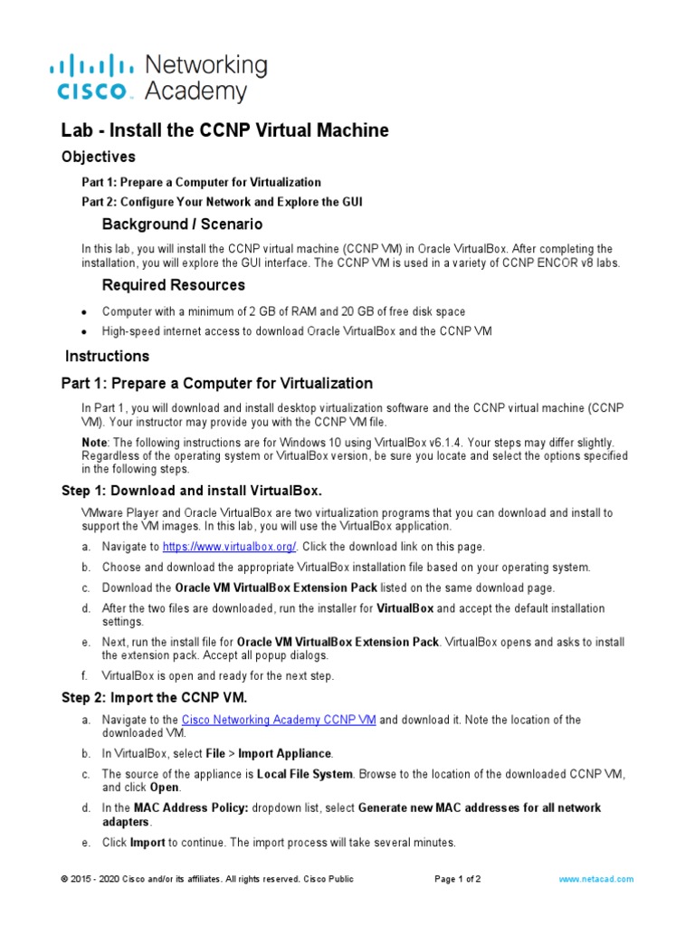 Installing the CCNP Virtual Machine | PDF | Virtual Machine ...
