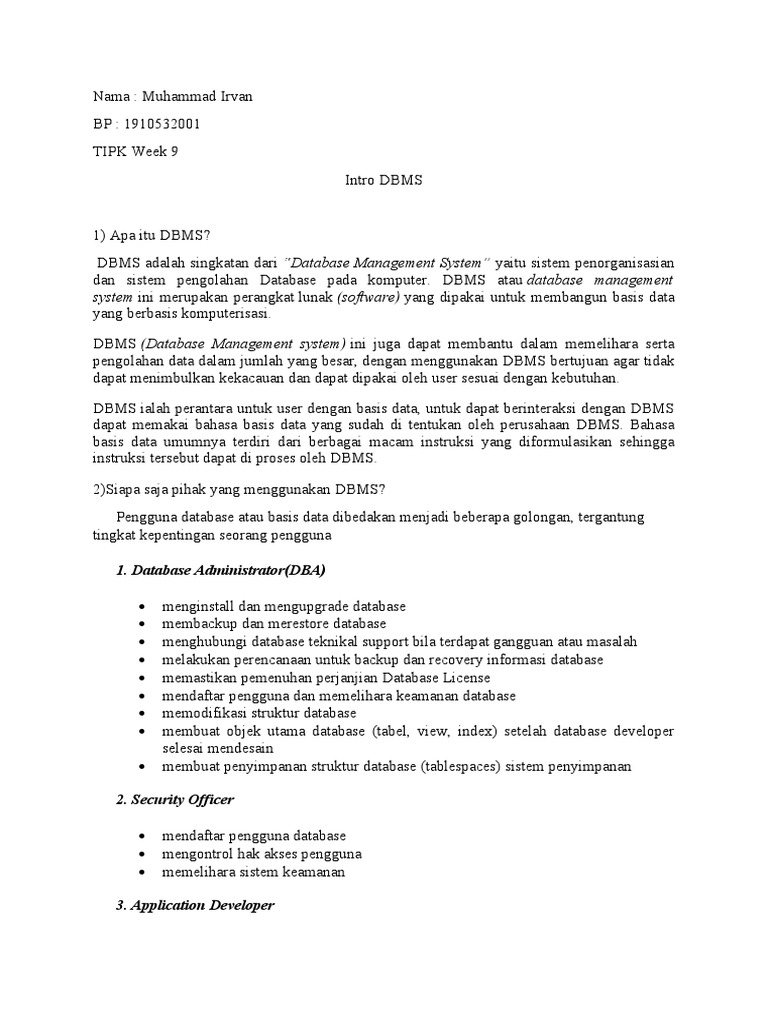 A4 - Muhammad Irvan - 1910532001 - Week9 - DBMS | PDF