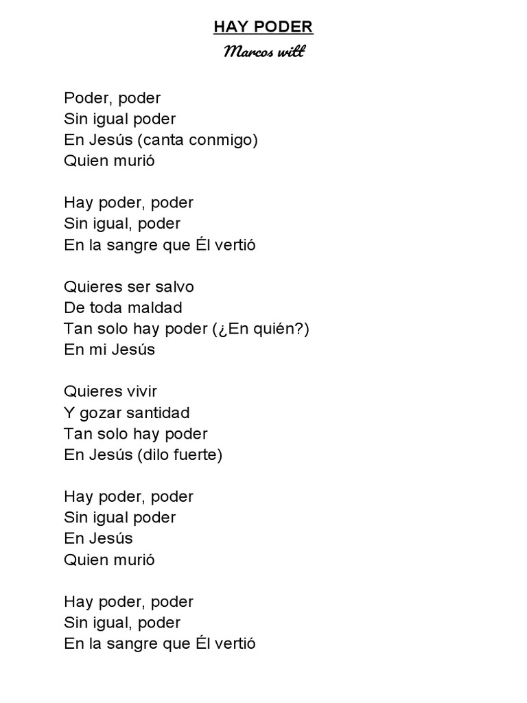 Poder, Poder (Marcos Witt) LETRA | PDF