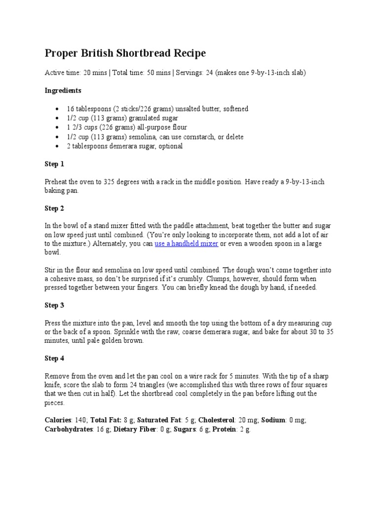 Proper British Shortbread Recipe | PDF