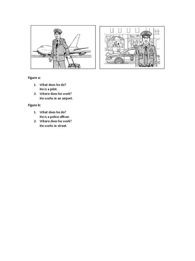 Figure A:: 1. What Does He Do? He Is A Pilot. 2. Where Does He Work? He ...