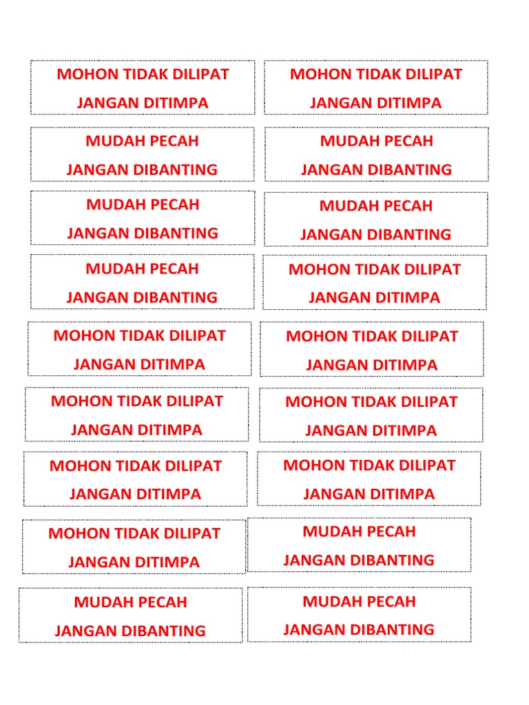 Label Jangan Dibanting | PDF