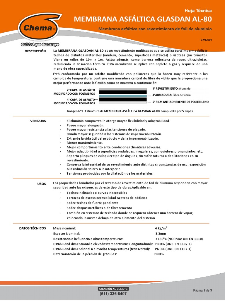 HT Membrana Glasdan Al-80 - V012016 | PDF | Revestimiento | Aluminio