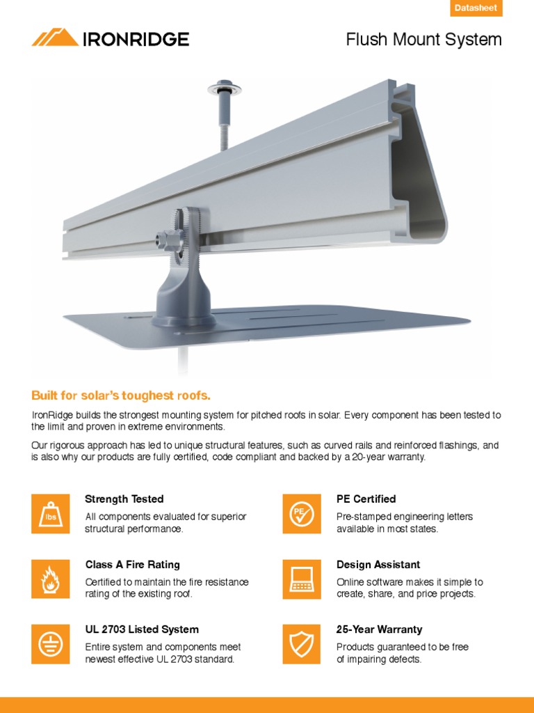 Iron Ridge Flush Mount DataSheet | PDF | Equipment | Manufactured Goods