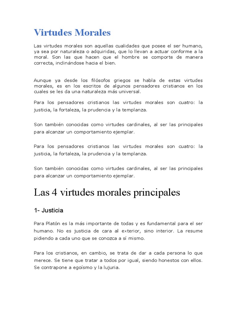 Principales Virtudes Morales y Sociales | PDF | Crimen y violencia ...