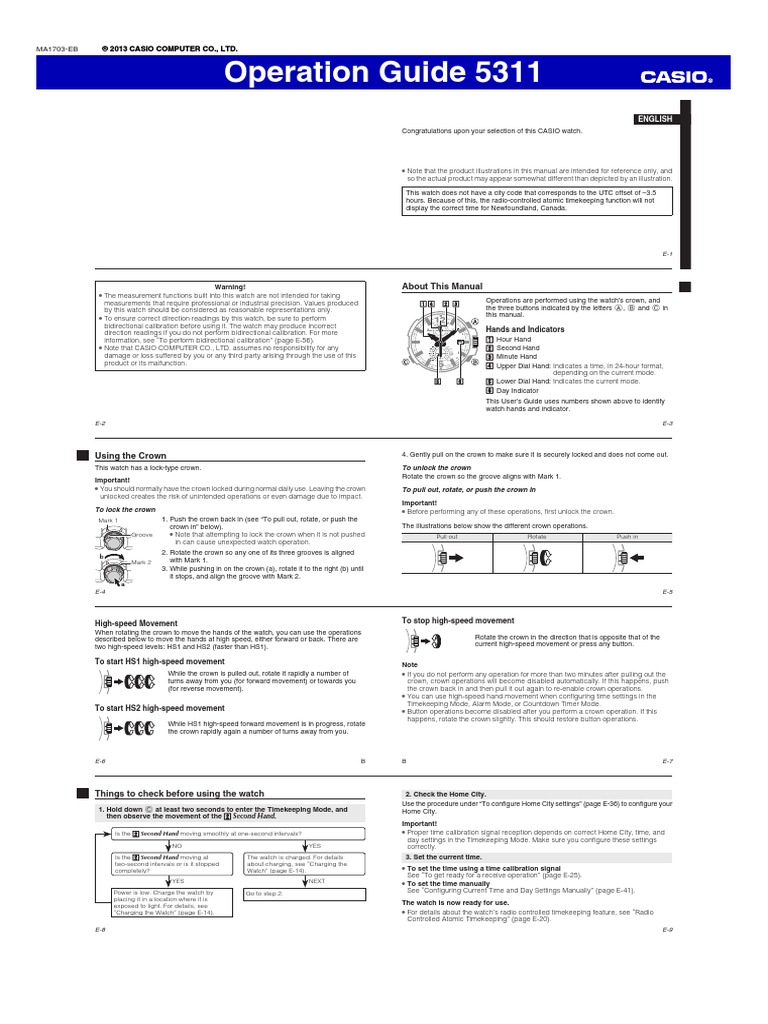 G-Shock Gravitymaster Time Setting Guide | PDF
