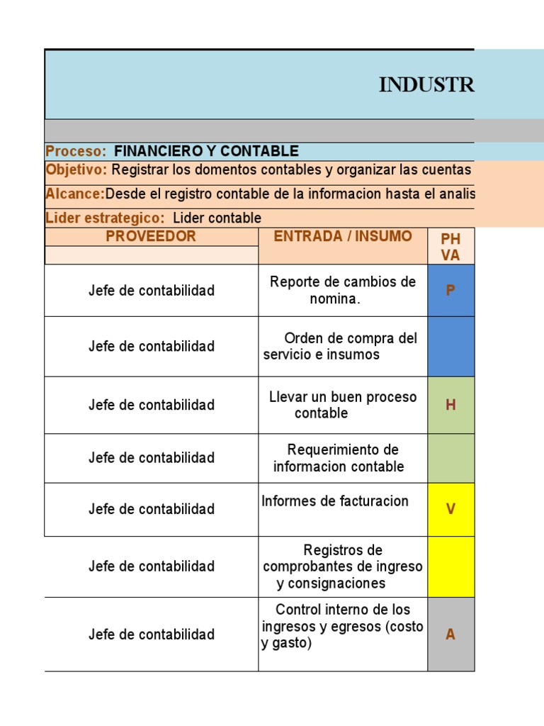 Ficha de Caracterizacion de Procesos | PDF | Contabilidad | Logística