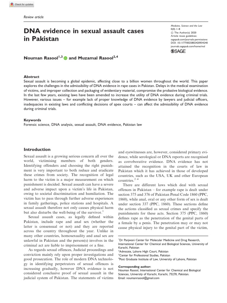 Dna Pakistan | PDF | Dna Profiling | Rape
