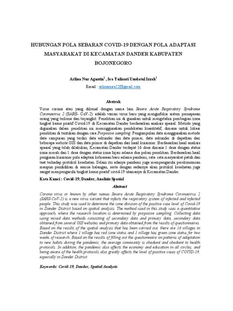 Hubungan Pola Sebaran Covid-19 Dengan Pola Adaptasi Masyarakat Di ...