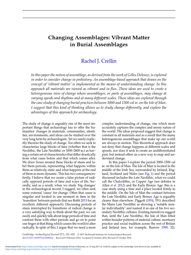Changing Assemblages: Vibrant Matter in Burial Assemblages: Rachel J ...