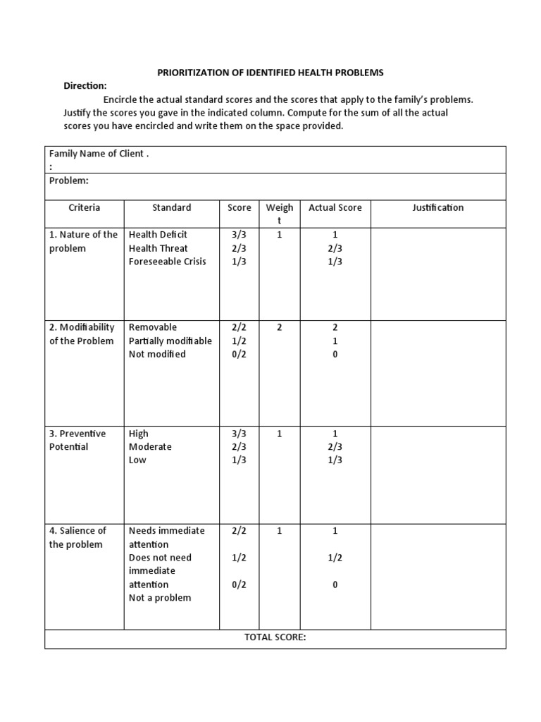 CHN 1 Reqs 5 - PRIORITIZATION OF IDENTIFIED HEALTH PROBLEMS | PDF