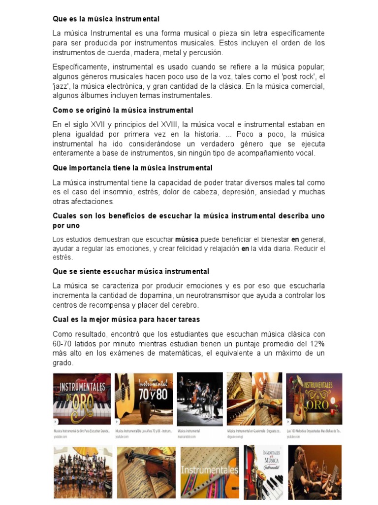 Que Es La Música Instrumental | PDF | Coro | Instrumentos musicales