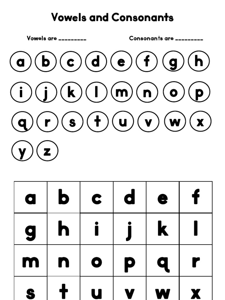 Vowels and Consonants Worksheets | PDF