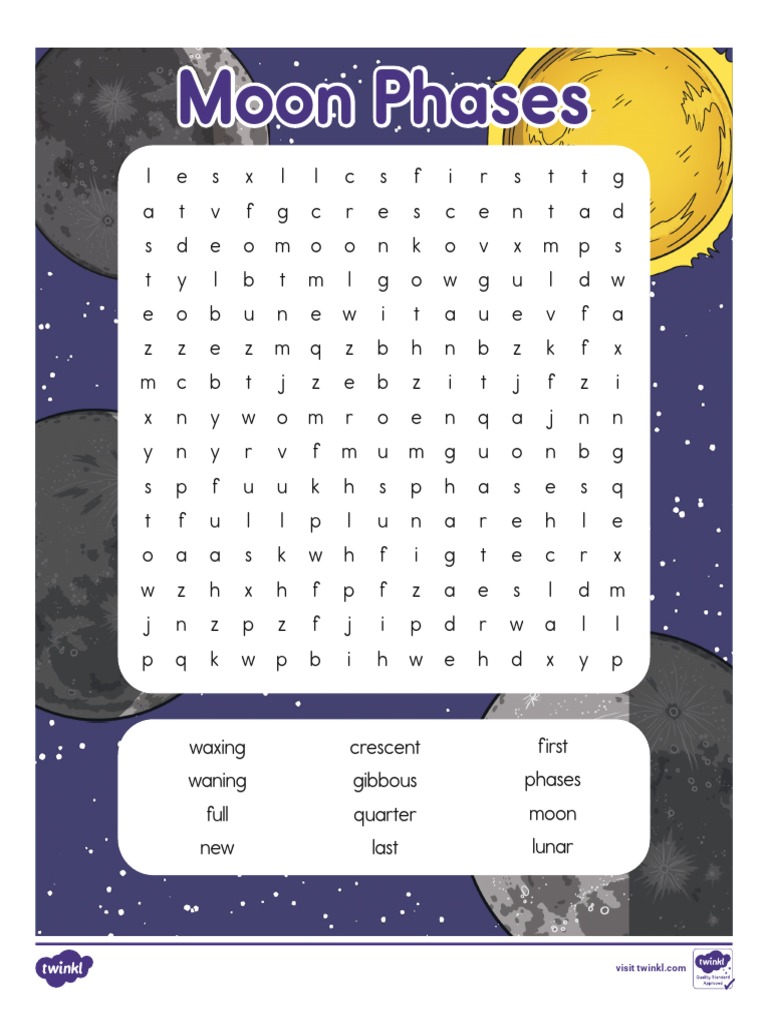 Moon Phases Word Search | PDF