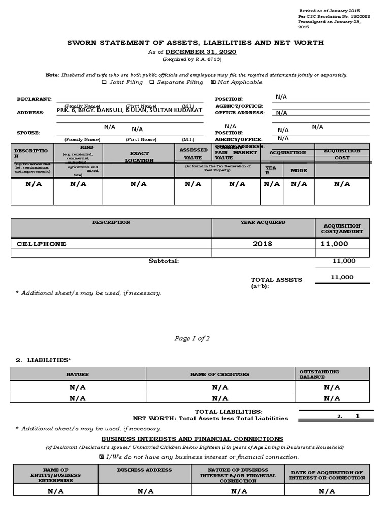 SALN Form 2017 Downloadable Word and PDF File | PDF | Economies | Business