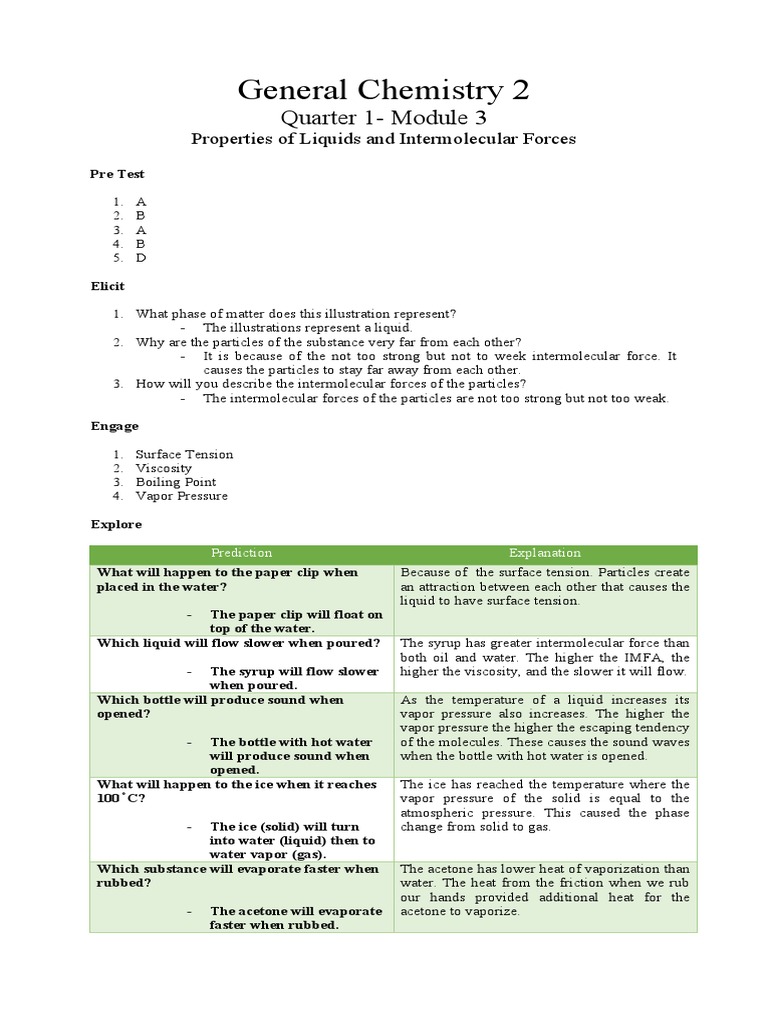 General Chemistry 2: Quarter 1-Module 3 | PDF | Phase (Matter) | Phase ...