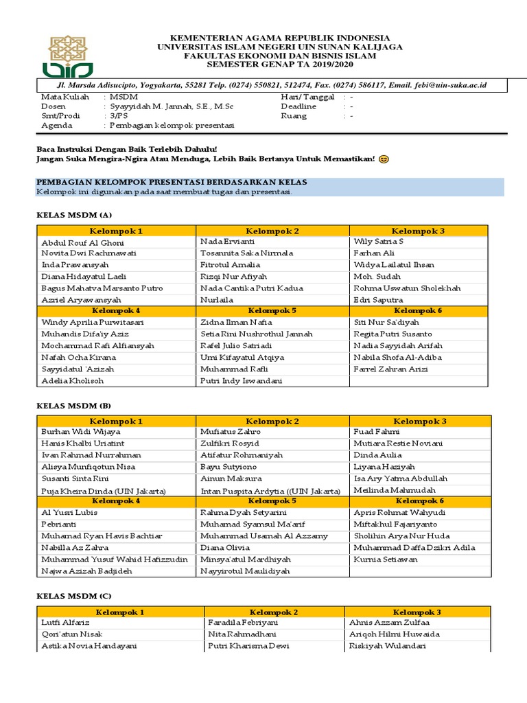 Pembagian Kelompok Presentasi | PDF