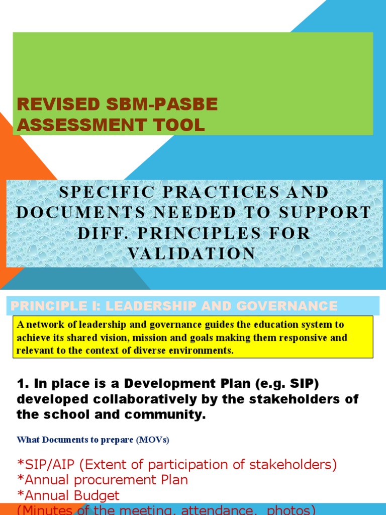 Revised Sbm-Pasbe Assessment Tool | PDF | Learning | Governance