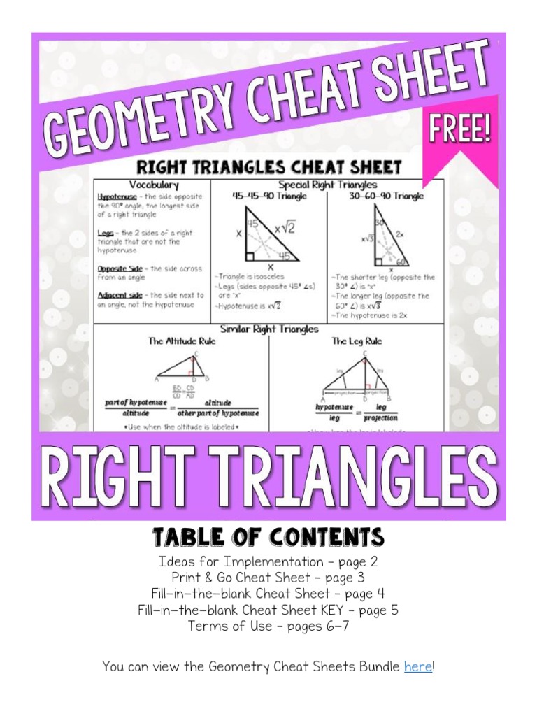 Geometrycheatsheetrighttriangles | PDF | Trigonometric Functions | Triangle