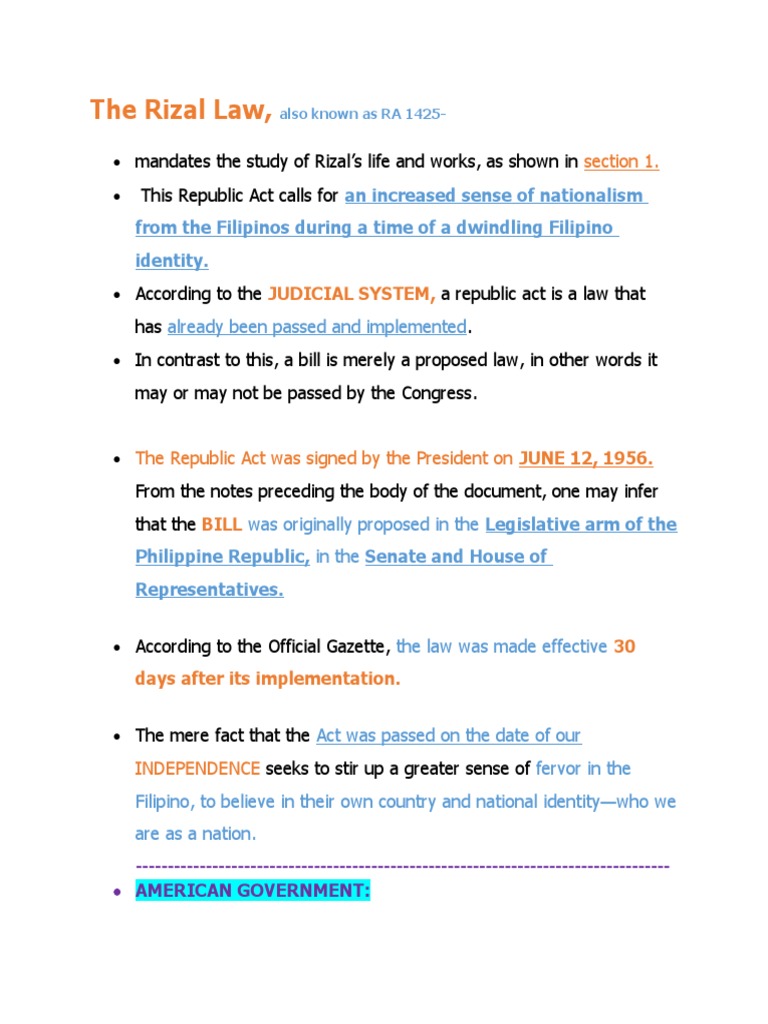 The Rizal Law | PDF | Philippines