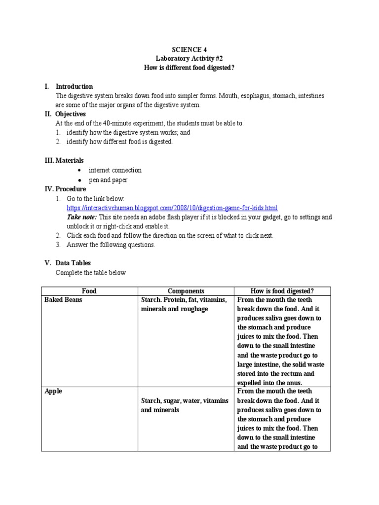 Laboratory Activity #2 | PDF | Digestion | Human Digestive System