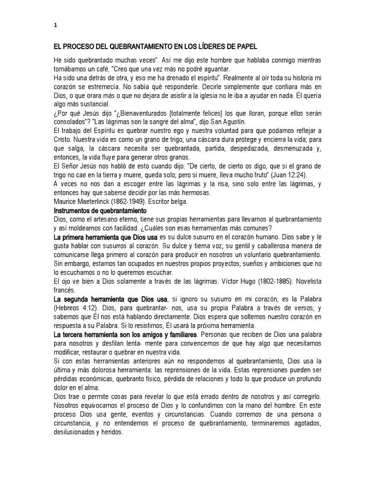 El Proceso Del Quebrantamiento en Los Líderes de Papel | PDF | Juan el ...