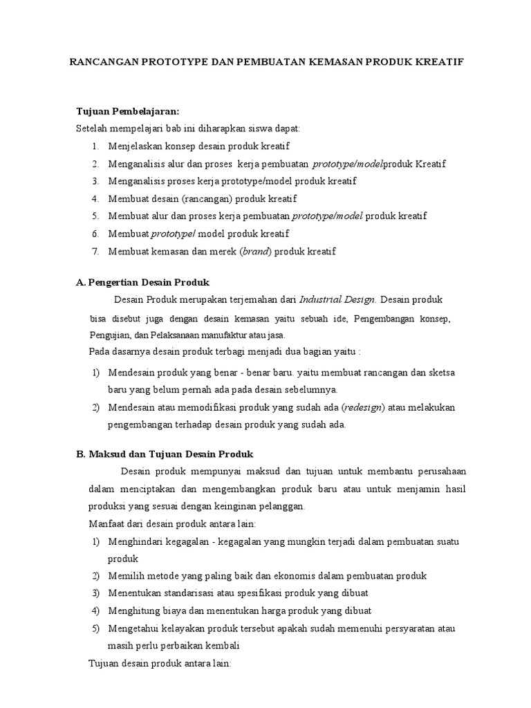 Rancangan Prototype Dan Pembuatan Kemasan Produk Kreatif | PDF
