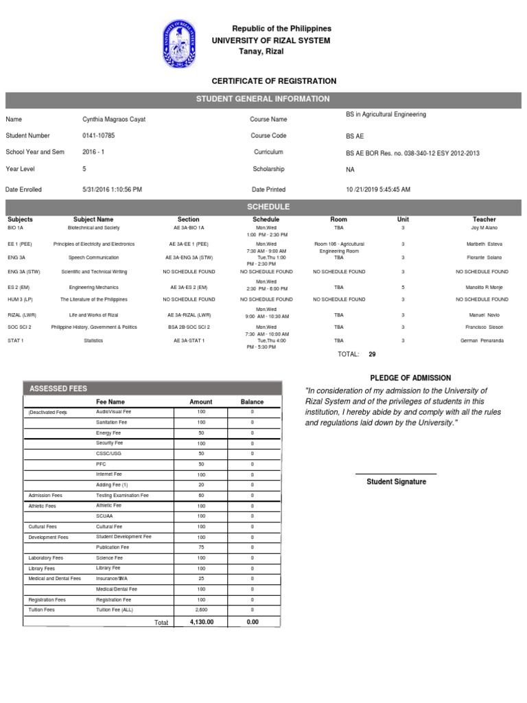Certificate of Registration Form | PDF | Fee