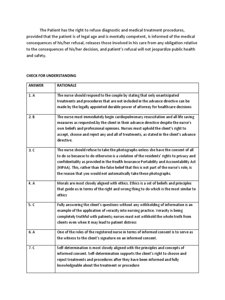 Patient's right to refuse treatment | PDF | Autonomy | Informed Consent