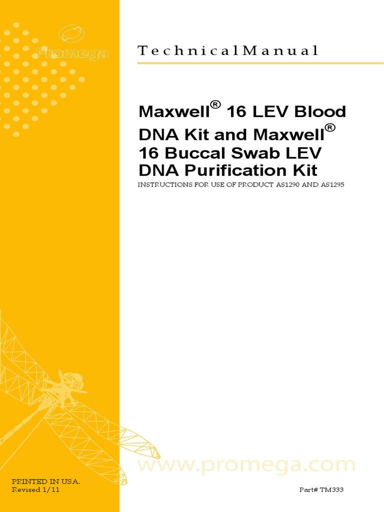 Maxwell 16 LEV Blood DNA Kit and Maxwell 16 Buccal Swab LEV DNA ...