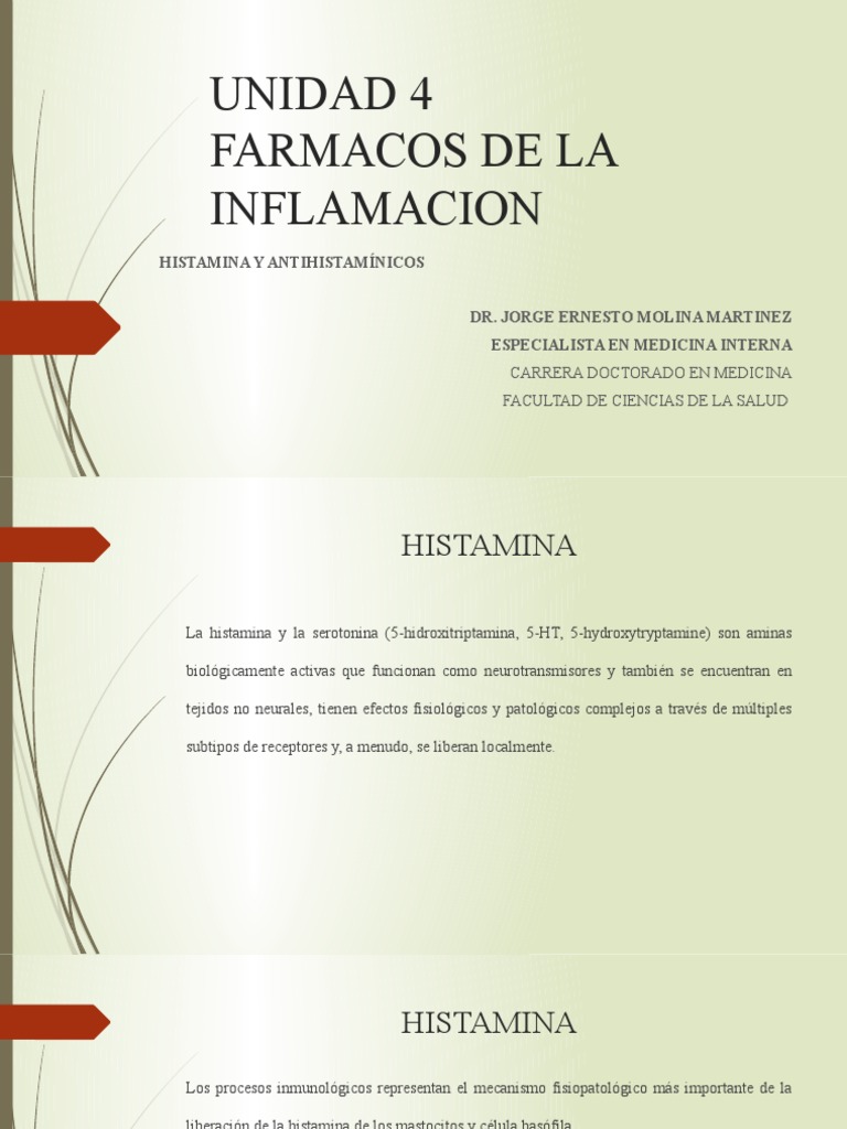 Histamina y Antihistaminicos | PDF | Inflamación | Especialidades Medicas