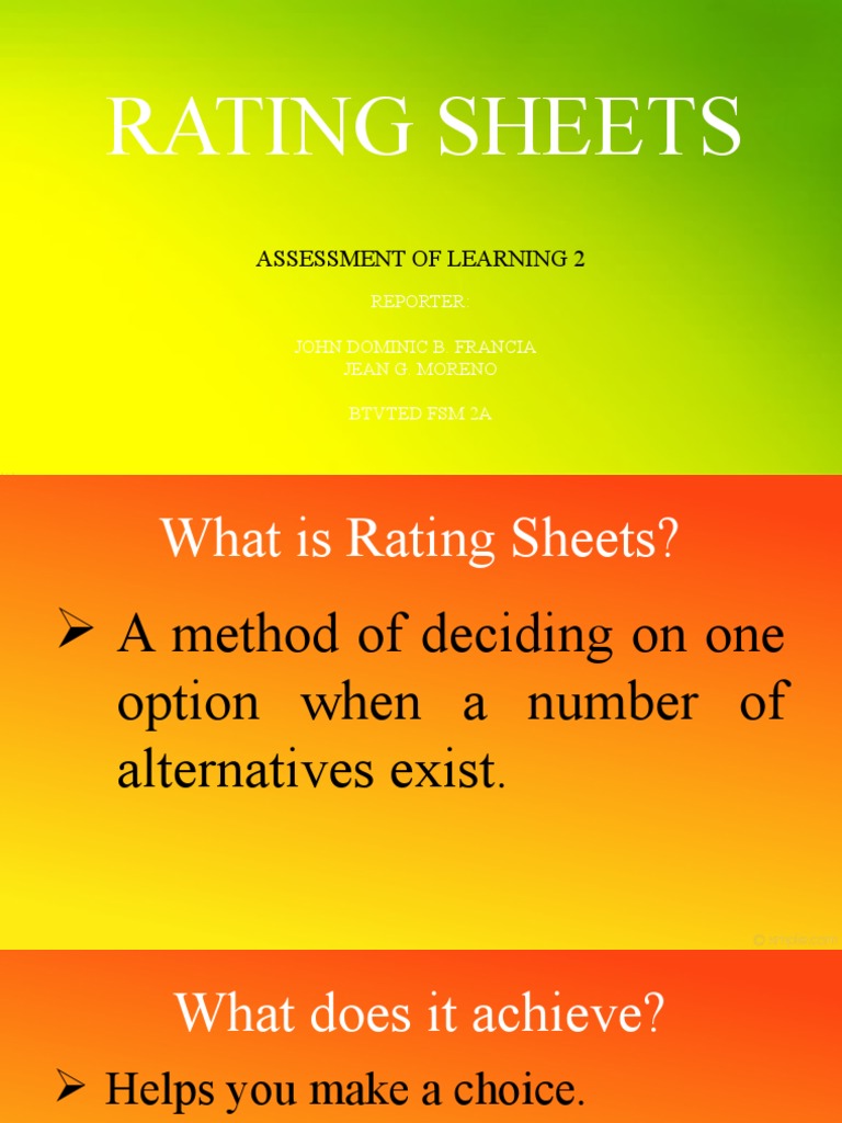 Rating Sheets | PDF