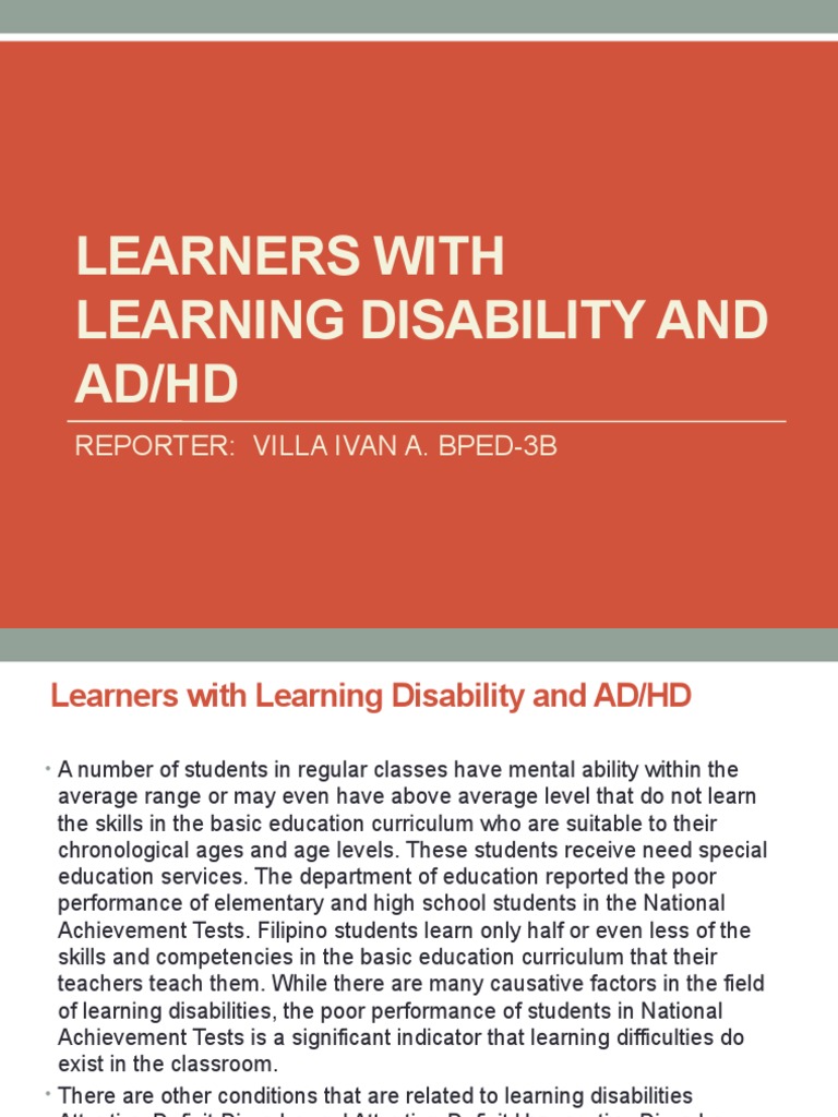 Learning With Disabilities | PDF | Attention Deficit Hyperactivity ...